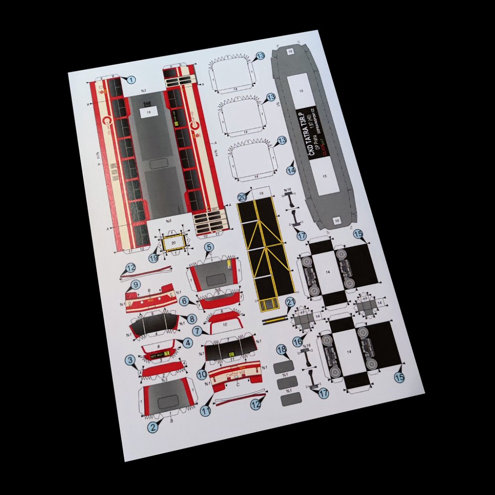 Paper model tram ČKD Tatra T3R.P training tram :: www.dopravnispony.cz